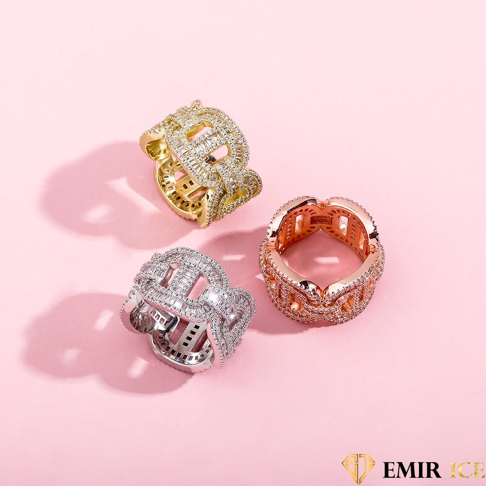 Grosse bague diamant plaqué or pour femme chic - Emir ICE